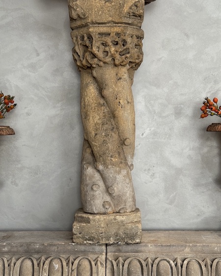 12th Century French Romanesque Faux Bois Twisted Stone Column ...
