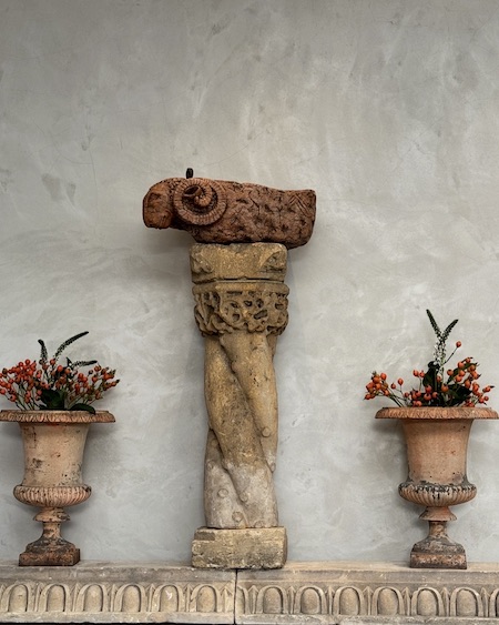 12th Century French Romanesque Faux Bois Twisted Stone Column ...
